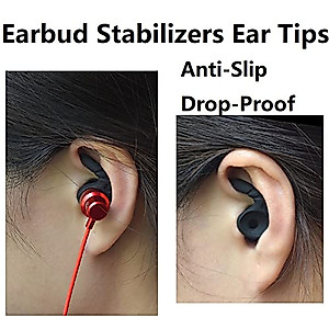 JNSA Replacement Anti Slip Ear Tip Sports Earbud Stabilizers Ear Hooks Fins Wing Noise Isolation Ear Tips Compatible with 3.8mm - 6mm Earbuds Nozzle Diameter in-Ear Earphones ，4 Pairs Set Black