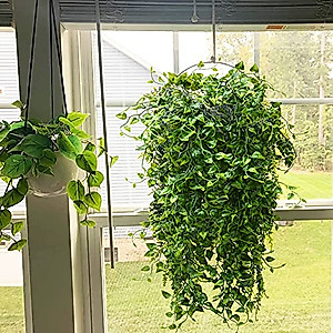 CLONG 2pcs Artificial Hanging Plants 32-in Fake Hanging Plant Fake Ivy Vine Outdoor UV Resistant Plastic Plants (Ivy)