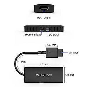 Wii HDMI Converter hdmi Converter/Adapter for Wii U HDMI Cable for Wii Convert Native 720P/480P Ypbpr Signals from Wii to Digital HDMI Signals. Provide The Best Signal Processing