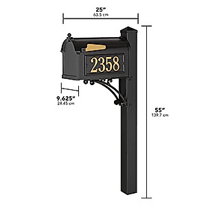 Whitehall 16308 Aluminum Superior Mailbox Package in Black