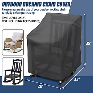 TORUTA Outdoor Rocking Chair Cover 27.5" L x 32.5" D x 39" H Grey 420D Waterproof Oxford Fabric Production Patio Furniture Rocking Chair Covers (Black-1 pack, 27.5" L x 32.5" D x 39" H)