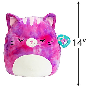Squishmallows Large 14-Inch Caeli The Tie Dye Cat - Official Jazwares Plush - Collectible Soft & Squishy Kitty Stuffed Animal Toy - Add to Your Squad - Gift for Kids, Girls & Boys