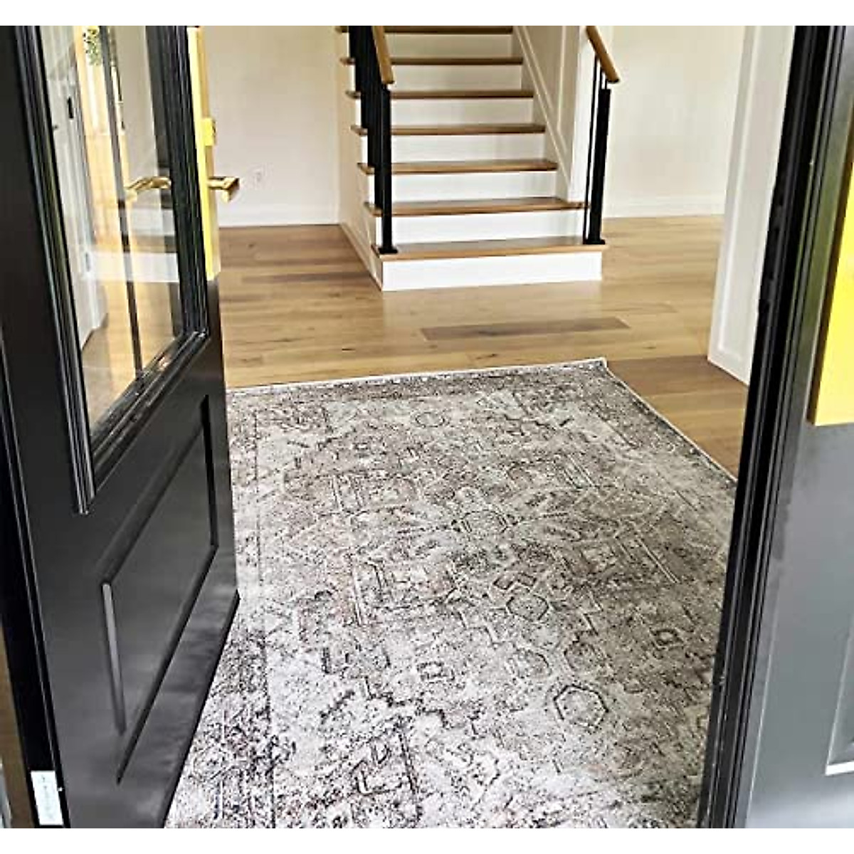 Hauteloom Hera Machine Washable Living Room Bedroom Area Rug - Pet Friendly - Vintage Distressed - Bohemian Oriental Persian Traditional Look - Olive Green, Grey, Beige - 7'10" x 10'2"