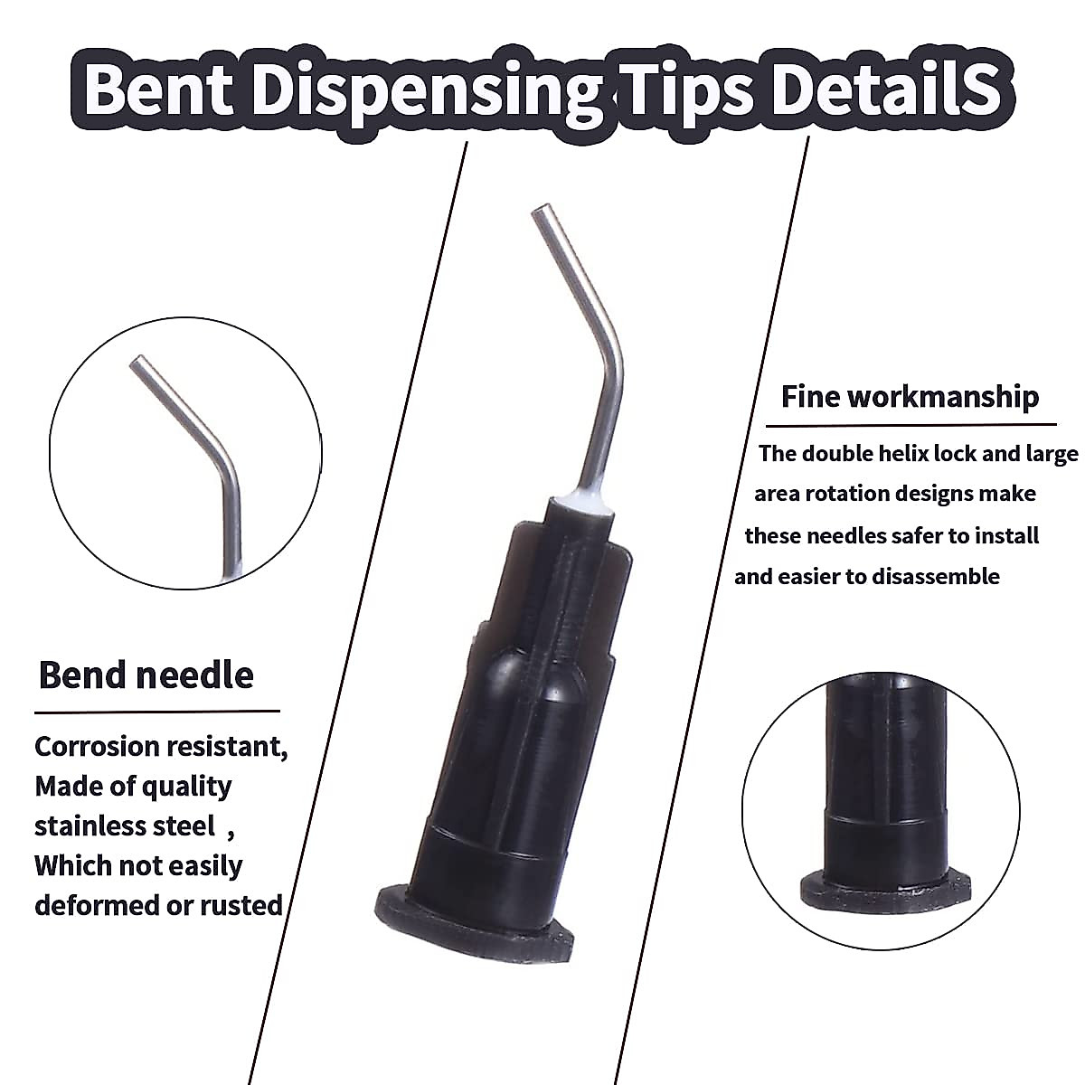 Blunt Tip Needle, 100 Pcs 20G Black Bent Dispensing Tips, Flow Dispensing Needle Tips, Disposable Dental Irrigation Fluid Needle Tips for Oil or Glue Applicator