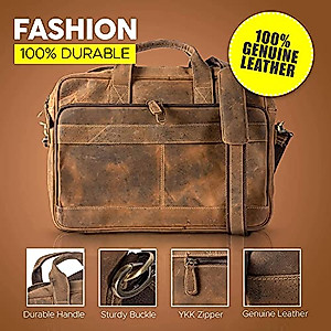 Leather Briefcase 18 Inch Laptop Messenger Bags for Men and Women Best Office School College Briefcase Satchel Bag