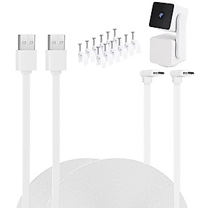 UYODM 2Pack 10FT/3M L-Shape Micro USB Extension Cable Compatible with WYZE Cam Pan V3, 90 Degree Extension Charging Cable Power Your WYZE Cam Pan V3 Continuously - White