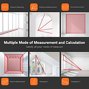 Laser Measure Mute Distance with 2 Bubble Levels, Measure Distance, Area and Volume HD50