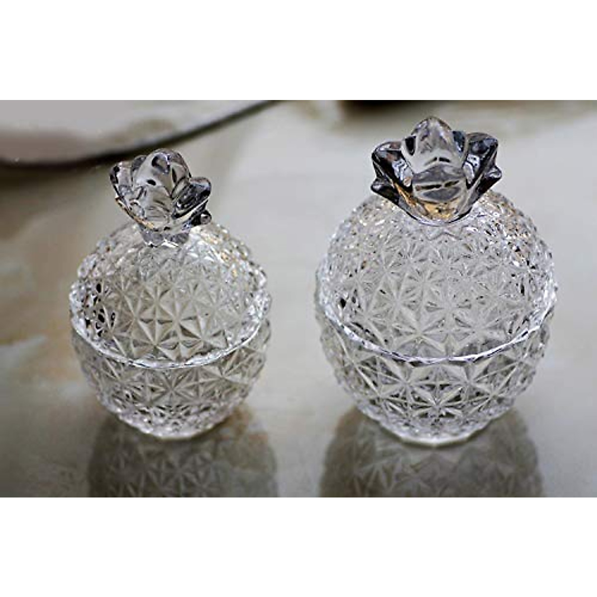 Crystal Glass Pineapple Embossed Candy Jar Candy Dish Food Storage Jar with Lid