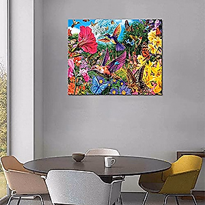 Paint by Number Birds, Natural Scenery Adults Painting by Numbers, Butterfly and Flowers DIY Paint by Number Kit for Adults Kids Students Beginner, Oil Painting Arts Wall Decoration 16X20 Inch