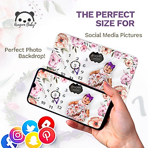 ARUGUMBABY Baby Milestone Blanket Girl - Baby Photo Blanket - Growth Chart Blanket for Baby Girl - 60" x 40" Large (Purple Floral)