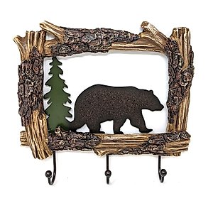 BestGiftEver Rustic Bear & Log Accent Coat Rack | Wall Mounted Hooks for Coats, Keys & Towels | Wildlife Cabin Decor | Decorative and Functional | for Nature Lovers