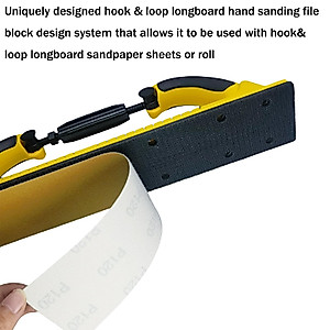 Toromp 2-3/4" x 15-3/4" Adjustable Radius Flex Longboard Hand Sanding File Block with Hook & Loop Backing - Use Continuous Rolls or Sandpaper Sheets for Automotive, Woodworking