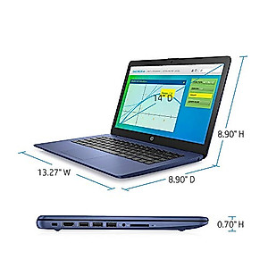 2021 HP Stream 14" HD SVA Laptop Computer, Intel Celeron N4000 Processor, 4GB RAM, 64GB eMMC Flash Memory, Webcam, 1-Year Office, Intel UHD Graphics 600, Win 10S, Royal Blue, (Renewed)