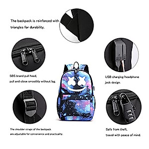 Smile Luminous Backpack with USB Charger Port & Headphone Port, DJ Music Laptop Backpack, Birthday Gifts for Teens and Adult (Sky)