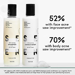 SEEN Travel Trio, Fragrance Free - Non-Comedogenic & Sulfate-Free Blow-Out Hair Cream, Shampoo & Conditioner Set- Reduces Frizz- Heat Protectant- Safe for Sensitive & Eczema Prone Skin