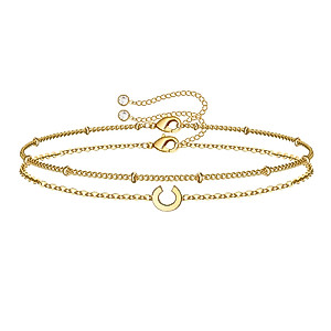 M MOOHAM Birthday Gifts for Women Mom - Gifts for Women Unique 30th 40th 50th 60th 70th Birthday Gift for Womens Mom Daughter Sister Wife, Dainty Gold Layered Initial C Bracelets Gold Jewelry
