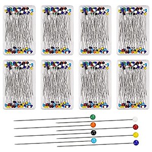 800pcs Sewing Pins for Fabric - Cuttte 8 Boxes Straight Pins with Colored Ball Glass Heads, 1.5inch Long, Quilting Pins for Sewing, Fabric Pins for Crafts Dressmaker DIY Decoration, Multicolor