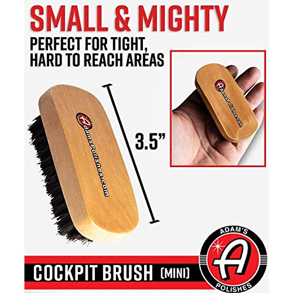 Adam's Cockpit Detailing Brush Bundle - Car Cleaning Brush | Scrub Brush for Interior Leather Cleaner Carpet Upholstery Fabric Shoe Sofa Shower Bathroom Pet | Car Wash Kit - Car Cleaning Supplies