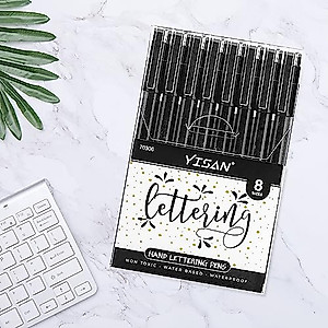 YISAN Hand Lettering Pens,Calligraphy Pens,Brush Markers Set,Black,for Beginners Writing, Art Drawings,70306
