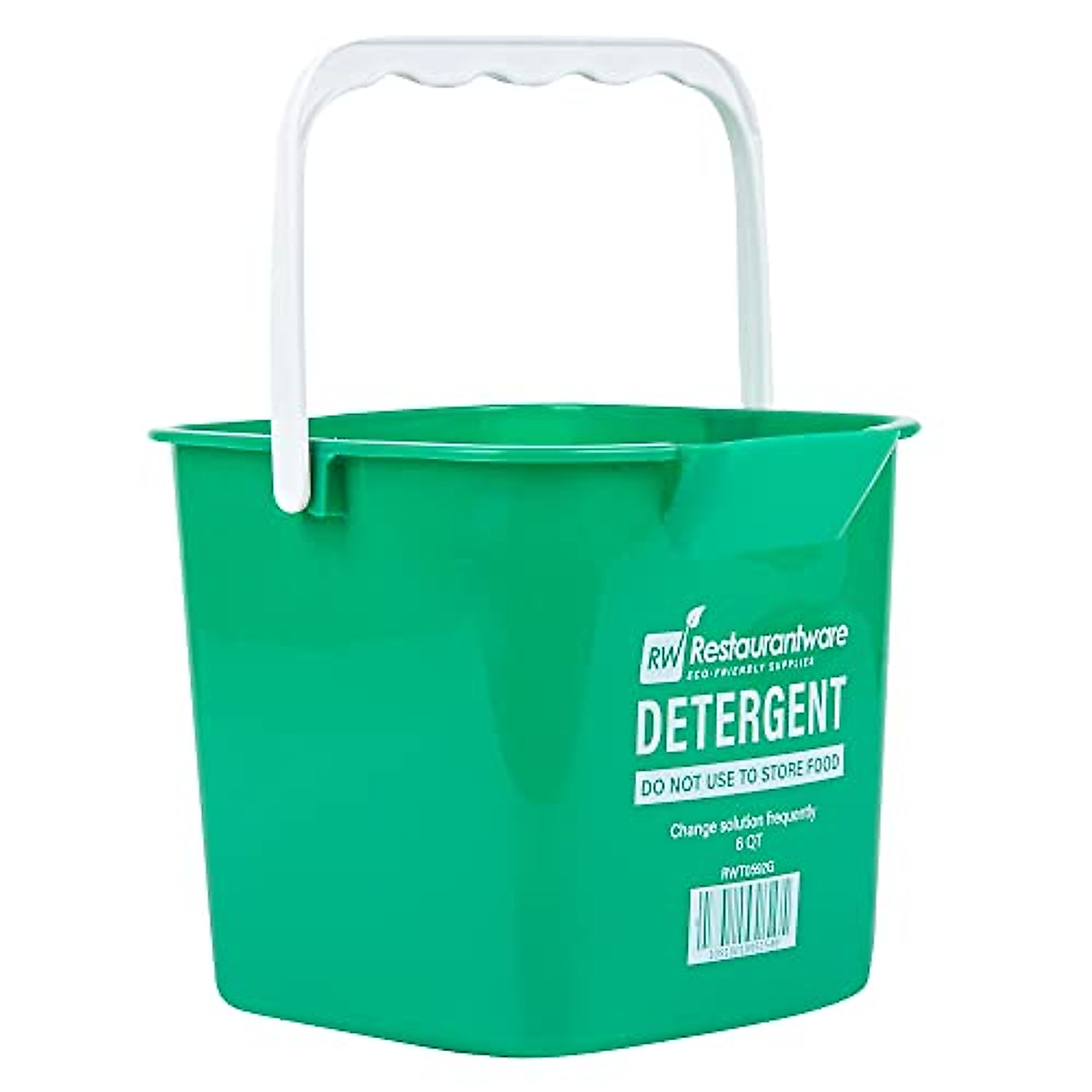 RW Clean 6 Quart Cleaning Buckets, 10 Detergent Square Buckets - With Measurements, Built-In Spout And Handle, Green Plastic Utility Buckets, For Home Or Commercial Use, - Restaurantware
