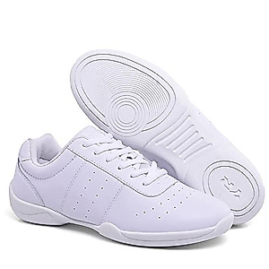 YSMIIH Women White Cheer Shoes Cheerleading Walking Girls Tennis Soft Dance Sneakers(White,8