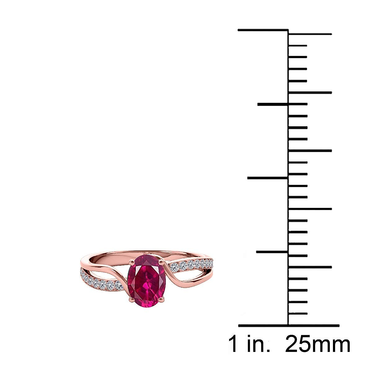Aonejewelry 10K Oval Shape Created Ruby Diamond Ring In Rose, White & Yellow Gold, Best Valentinesday Gift
