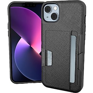 Smartish® iPhone 14 Plus Wallet Case - Wallet Slayer Vol. 2 [Slim + Protective] Credit Card Holder w/Kickstand - Drop Tested Hidden Card Slot Compatible w/Apple iPhone 14 Plus - Black Tie Affair