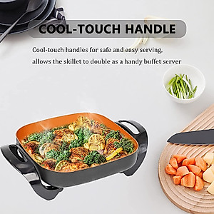 12 Inch Nonstick Electric Skillet - for Fry Bake Steam Simmer