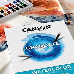 Canson Graduate Watercolor Pad, Foldover, 9x12 inch, 20 Sheets | Artist Paper for Adults and Students - Painting, Gouache, Mixed Media and Ink