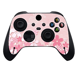 PlayVital Cherry Blossoms Petals Custom Vinyl Skins for Xbox Series X, Wrap Decal Cover Stickers for Xbox Series X Console Controller