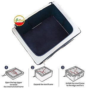 GUO FENG DIAO ® Storage Bins With Lids Steel Frame Storage Box Oxford Cloth Storage Box Quilt Storage Box Folding Wardrobe Fabric Extra Large Storage Bag