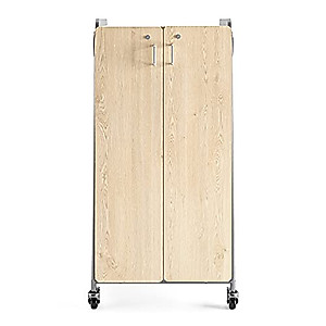 Safco Products 3935GRY Whiffle Typical 15, Double Column 14-Tote 2-Shelf Doored Rolling Storage Cart with Magnetic Dry-Erase Back, Gray, 60" H, Tall