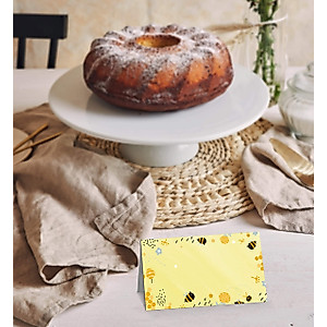 Table Place Card for Baby Shower, 25 Pcs Tent Cards Set, Editable Name Cards for Table Seating, Honey Bee Birthday Party Food Lables, Bumble Bee Baby Shower Decorations(14)