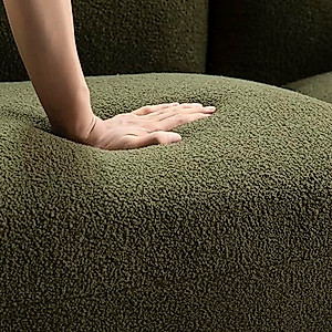 Eafurn 3 Seater Oversized Loveseat Sofa, Comfy Sherpa Teddy Overstuffed Cloud Couch,Lambswool Fabric Minimalist Modular Sectional Sofa&Couches for Small Spaces, Living Room, Apartment, Dark Green