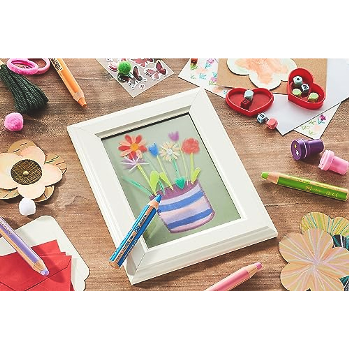 STABILO Multi-Talented Pencil woody 3 in 1 - Pack of 18 - Assorted Colours with Sharpener and Paint Brush