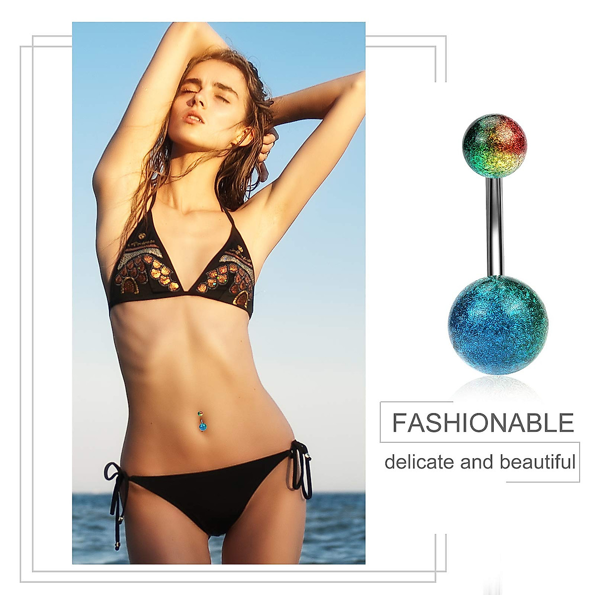 ONESING 40 Pcs 14G Belly Button Rings Belly Rings for Women Belly Piercing Jewelry Belly Barbells Navel Rings Body Piercing Jewelry Stainless Steel Jewelry Silver Ring Body Bar