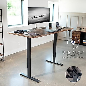 VIVO Electric Height Adjustable 71 x 30 inch Memory Stand Up Desk, Rustic Vintage Brown Table Top, Black Dual Motor Frame, Touch Screen Preset Controller, 2B Series, DESK-KIT-2B7N
