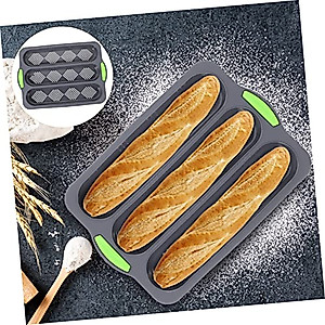 UPKOCH Three Slot Bread Mold Cake Baking Pans Toast Bread Silicone Cake Mold Pullman Loaf Pan with Lid Kitchen Loaf Pan French Non-stick Bread Pan Non-stick Baking Pan Baking Mold Toaster