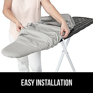 The Original Gorilla Grip Ironing Board Cover, Silicone Coating, Full Size Scorch Resistant Padding, Elastic Edge, Heavy Duty Iron Pad Covers Standard Boards, Hook and Loop Fastener Strap, Silver