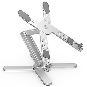 Lepow Portable Monitor Stand for Desk, Adjustable Laptop Riser ABS+Silicone Foldable Portable Monitor Holder, Space-Saving and Stable Notebook Stand for Below 15.6” Portable Monitor, Laptops,Tablet