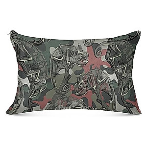 Chameleon Branch Camouflage Pillow Cases King Size Super Soft Pillowcase with Zipper Washed Microfiber Pillowcases for Bedroom Sofa Couch Home Decoration