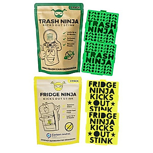Refrigerator, Fridge, Freezer Deodorizer and Odor Eliminator (2 Pack) and Trash Can Deodorizer and Odor Eliminator (2 Pack)