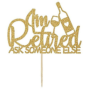 Cos mos I'm Retired Cake Topper - The Legend Has Retired Cake Decoration - Happy Retirement Party Decorations Supplies(Gold)