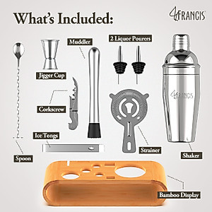 Cocktail Mixer Shaker Set Bartender Kit Set with 10 Bartending/Mixologist Tools for Home Bar, Party Bar, Bar Cart Decor