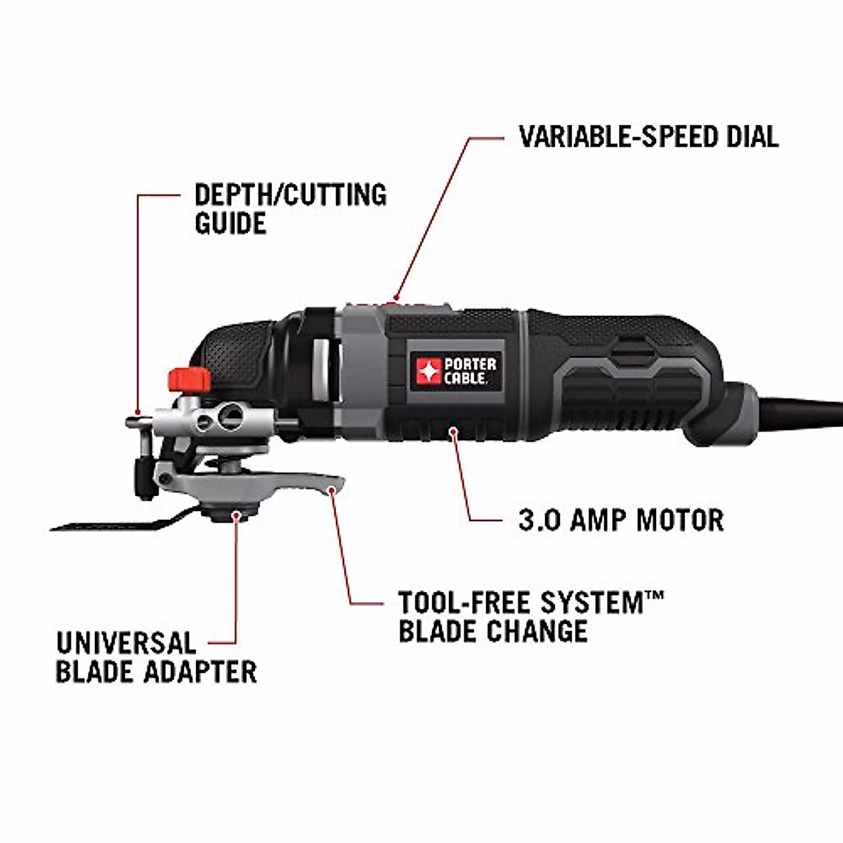 PORTER-CABLE Oscillating Tool Kit with 31-Piece Accessories, 3-Amp (PCE605K)