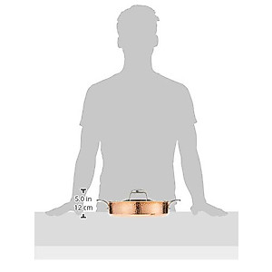 Lagostina Q5544764 Martellata Tri-ply Hammered Stainless Steel Copper Dishwasher Safe Oven Safe Stockpot / Casserolle Cookware, 5-Quart, Copper