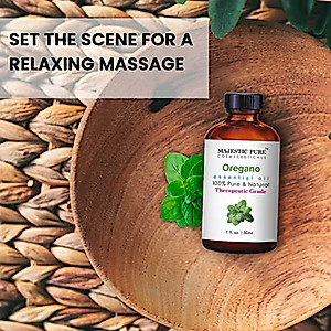 MAJESTIC PURE Oregano Essential Oil, Therapeutic Grade, Pure and Natural, for Aromatherapy, Massage, Topical & Household Uses, 1 fl oz