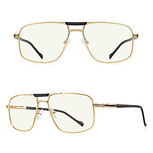 RB.Pilot Reading Glasses for Men Square Double Bridge Blue Light Blocking Computer Readers (gold, 1.50)