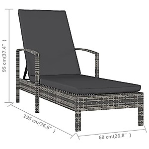 MBFLUUML Outdoor Lounge Chair, Sun Lounger with armrests Polyethylene Rattan Grey, Suitable for Outdoor situations Such as terraces, Poolside, Backyard, etc.