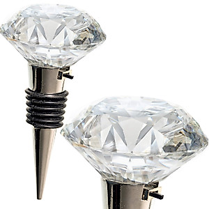 Glass Diamond Wine Stopper - Champagne/Wine Bottle Stopper, Decorative, Unique, Eye-Catching Glass Wine Stoppers - Engagement / Wedding Gift, Wedding/Crystal Wine Stopper- Wine Corker / Sealer